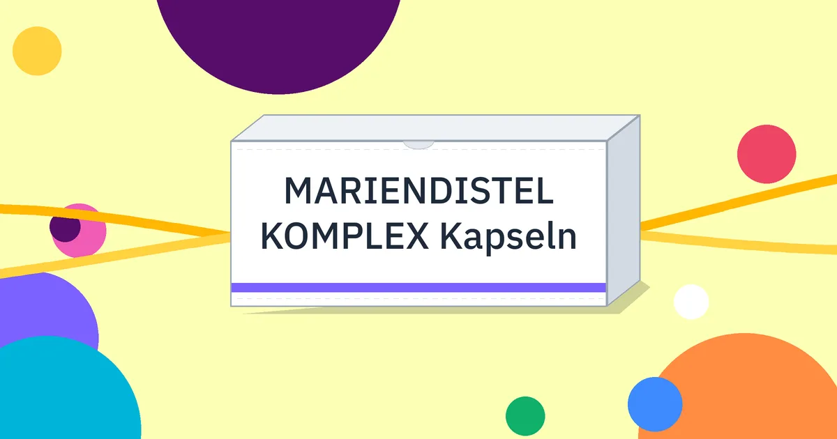 Symbolbild: Packung mit der Aufschrift MARIENDISTEL KOMPLEX Kapseln (PZN 18839619) – Verfügbarkeit und Bezug in Apotheken in Frankfurt am Main
