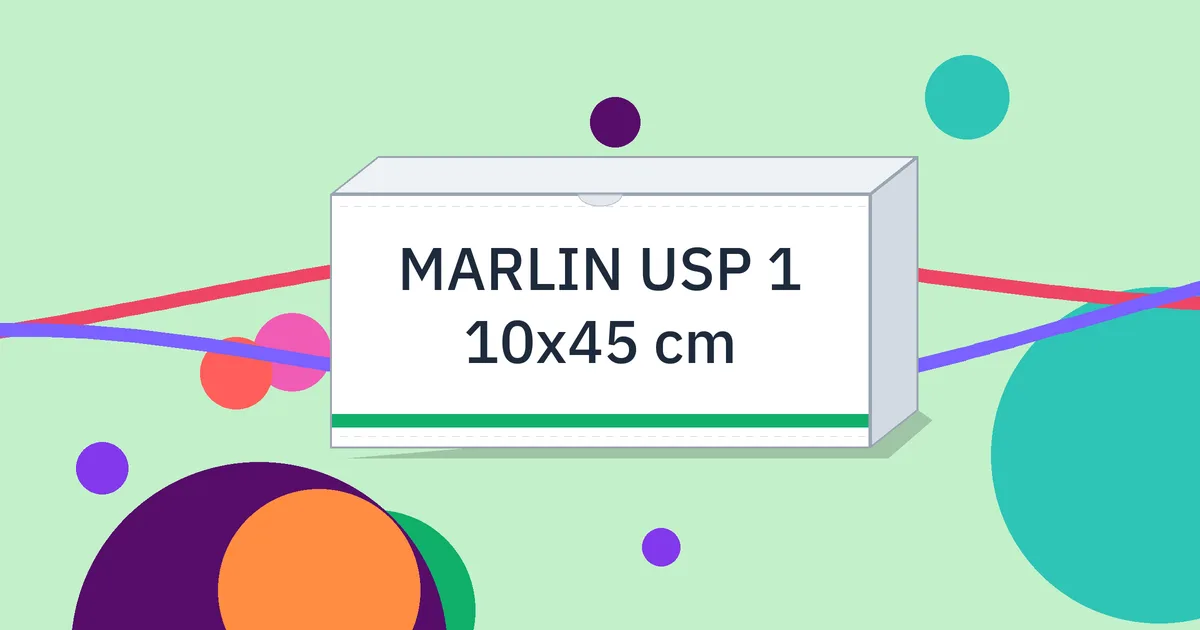 Symbolbild: Packung mit der Aufschrift MARLIN USP 1 10x45 cm (PZN 07327537) – Verfügbarkeit und Bezug in Apotheken in Frankfurt am Main