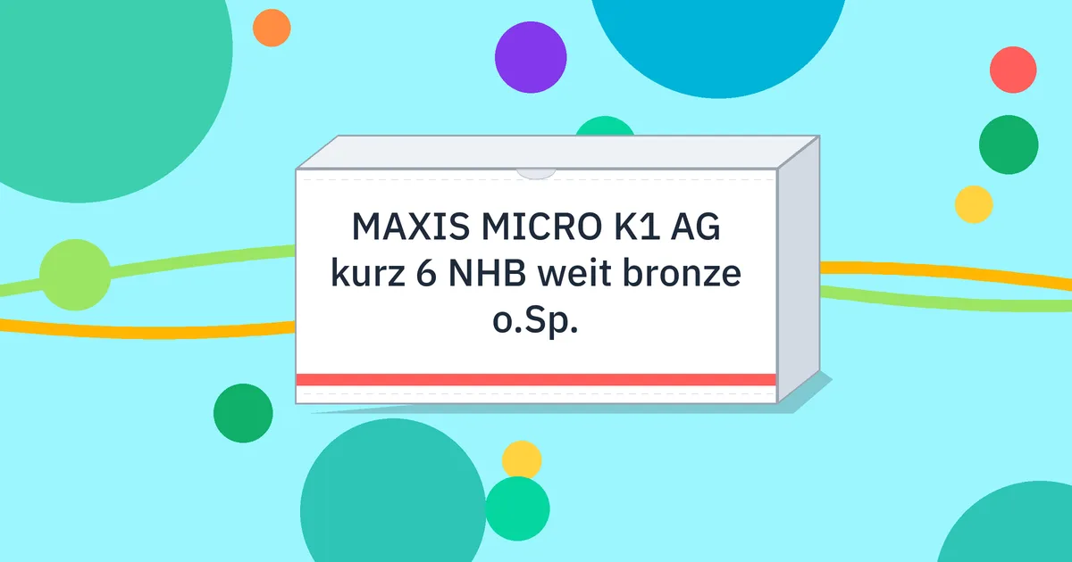 Symbolbild: Packung mit der Aufschrift MAXIS MICRO K1 AG kurz 6 NHB weit bronze o.Sp. (PZN 17672241) – Verfügbarkeit und Bezug in Apotheken in Frankfurt am Main