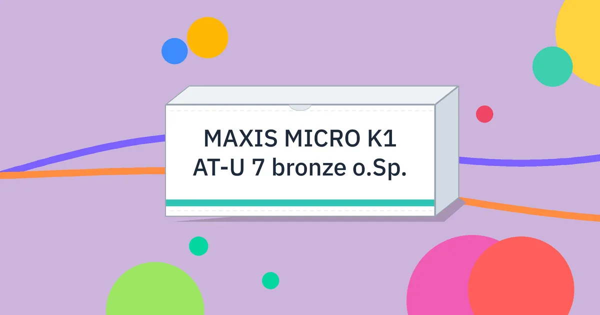 Symbolbild: Packung mit der Aufschrift MAXIS MICRO K1 AT-U 7 bronze o.Sp. (PZN 17671678) – Verfügbarkeit und Bezug in Apotheken in Frankfurt am Main