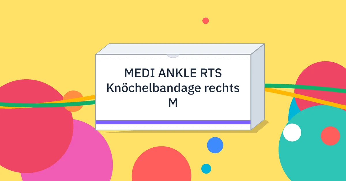 Symbolbild: Packung mit der Aufschrift MEDI ANKLE RTS Knöchelbandage rechts M (PZN 19891585) – Verfügbarkeit und Bezug in Apotheken in Frankfurt am Main