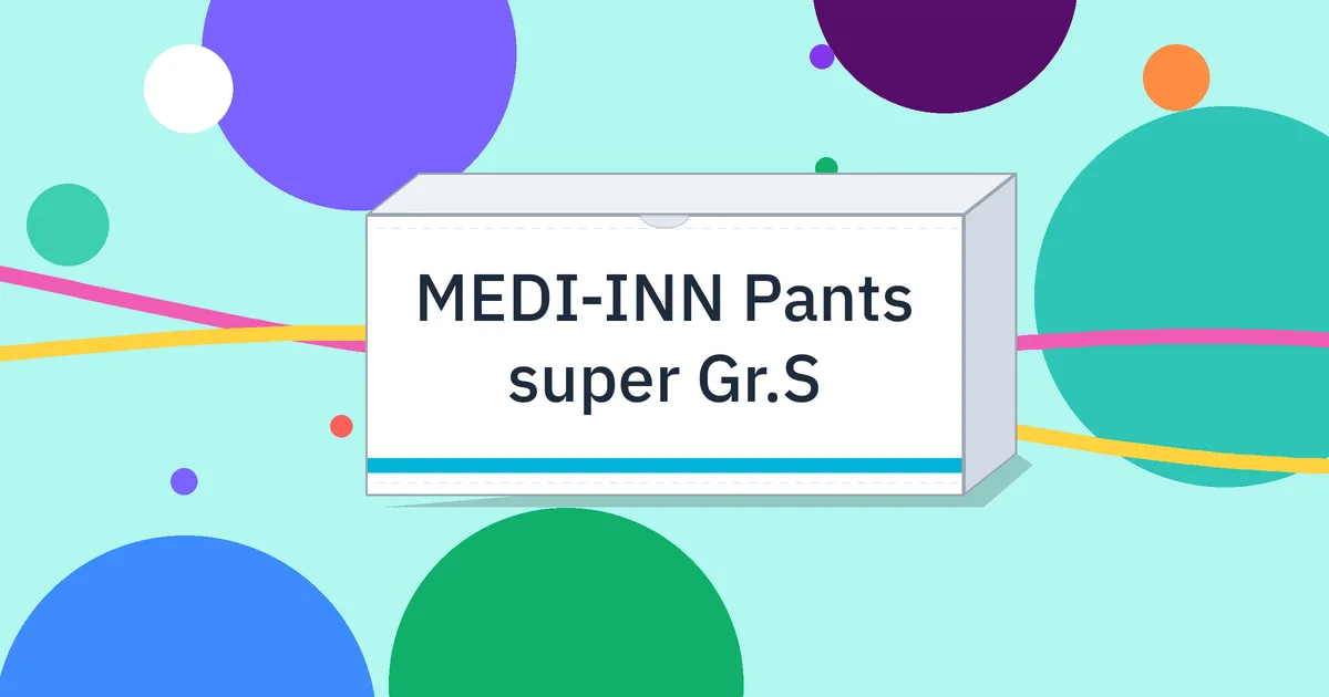 Symbolbild: Packung mit der Aufschrift MEDI-INN Pants super Gr.S (PZN 17412592) – Verfügbarkeit und Bezug in Apotheken in Frankfurt am Main