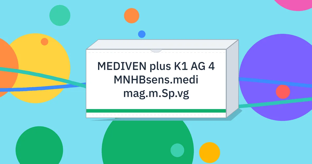 Symbolbild: Packung mit der Aufschrift MEDIVEN plus K1 AG 4 MNHBsens.medi mag.m.Sp.vg (PZN 15917514) – Verfügbarkeit und Bezug in Apotheken in Frankfurt am Main