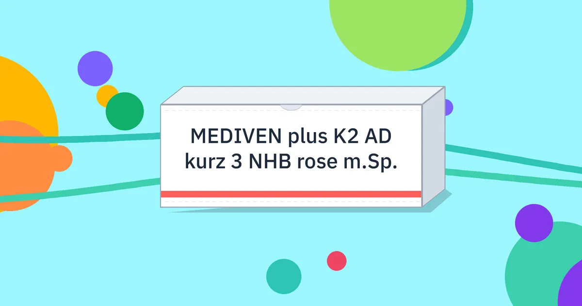 Symbolbild: Packung mit der Aufschrift MEDIVEN plus K2 AD kurz 3 NHB rose m.Sp. (PZN 15925181) – Verfügbarkeit und Bezug in Apotheken in Frankfurt am Main