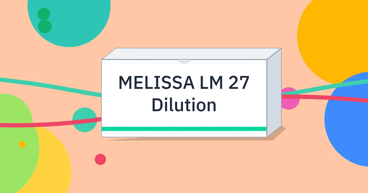 Symbolbild: Packung mit der Aufschrift MELISSA LM 27 Dilution (PZN 12947532) – Verfügbarkeit und Bezug in Apotheken in Frankfurt am Main