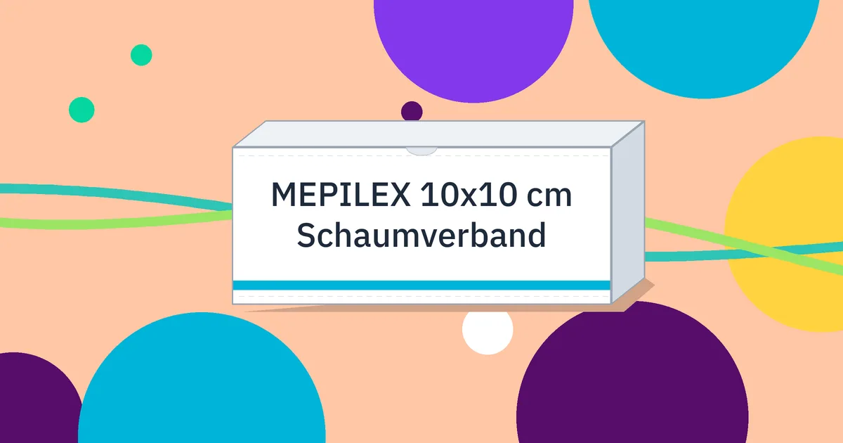 Symbolbild: Packung mit der Aufschrift MEPILEX 10x10 cm Schaumverband (PZN 16515054) – Verfügbarkeit und Bezug in Apotheken in Frankfurt am Main