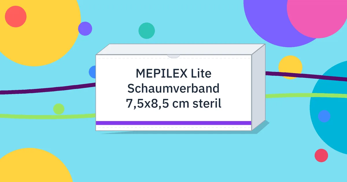Symbolbild: Packung mit der Aufschrift MEPILEX Lite Schaumverband 7,5x8,5 cm steril (PZN 19280692) – Verfügbarkeit und Bezug in Apotheken in Frankfurt am Main