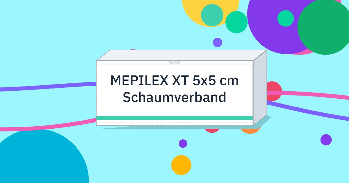 Symbolbild: Packung mit der Aufschrift MEPILEX XT 5x5 cm Schaumverband (PZN 13831814) – Verfügbarkeit und Bezug in Apotheken in Frankfurt am Main