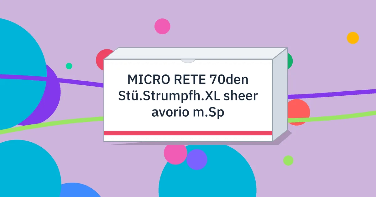 Symbolbild: Packung mit der Aufschrift MICRO RETE 70den Stü.Strumpfh.XL sheer avorio m.Sp (PZN 06450649) – Verfügbarkeit und Bezug in Apotheken in Frankfurt am Main