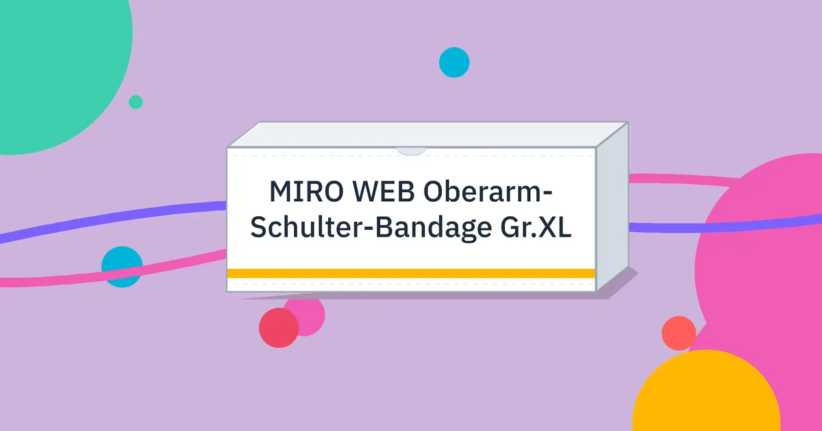 Symbolbild: Packung mit der Aufschrift MIRO WEB Oberarm-Schulter-Bandage Gr.XL (PZN 06855636) – Verfügbarkeit und Bezug in Apotheken in Frankfurt am Main