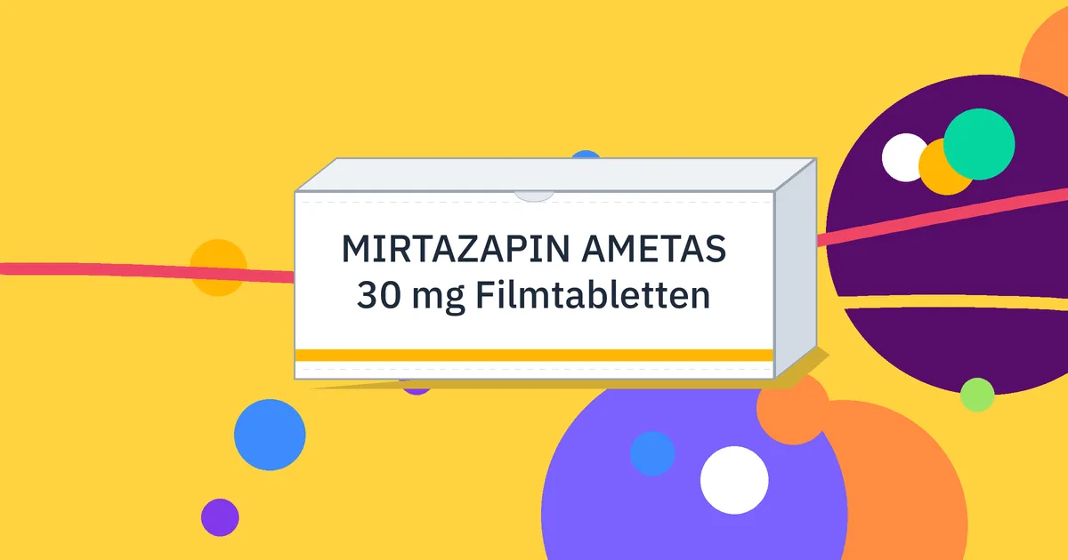 Symbolbild: Packung mit der Aufschrift MIRTAZAPIN AMETAS 30 mg Filmtabletten (PZN 18090682) – Verfügbarkeit und Bezug in Apotheken in Frankfurt am Main