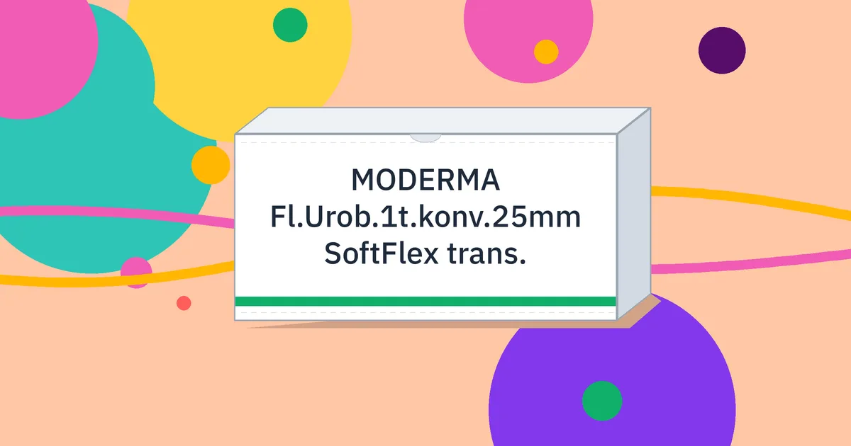 Symbolbild: Packung mit der Aufschrift MODERMA Fl.Urob.1t.konv.25mm SoftFlex trans. (PZN 15324292) – Verfügbarkeit und Bezug in Apotheken in Frankfurt am Main