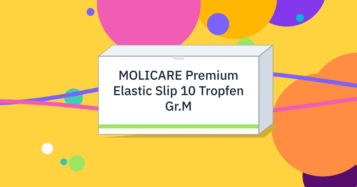 Symbolbild: Packung mit der Aufschrift MOLICARE Premium Elastic Slip 10 Tropfen Gr.M (PZN 14327176) – Verfügbarkeit und Bezug in Apotheken in Frankfurt am Main