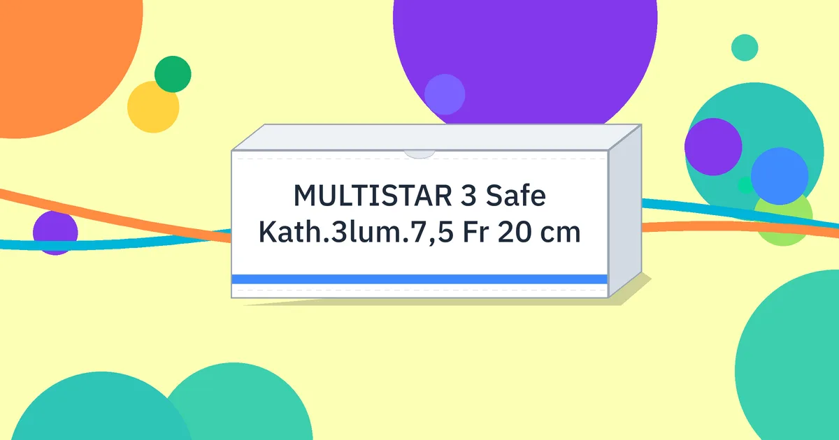 Symbolbild: Packung mit der Aufschrift MULTISTAR 3 Safe Kath.3lum.7,5 Fr 20 cm (PZN 10304089) – Verfügbarkeit und Bezug in Apotheken in Frankfurt am Main