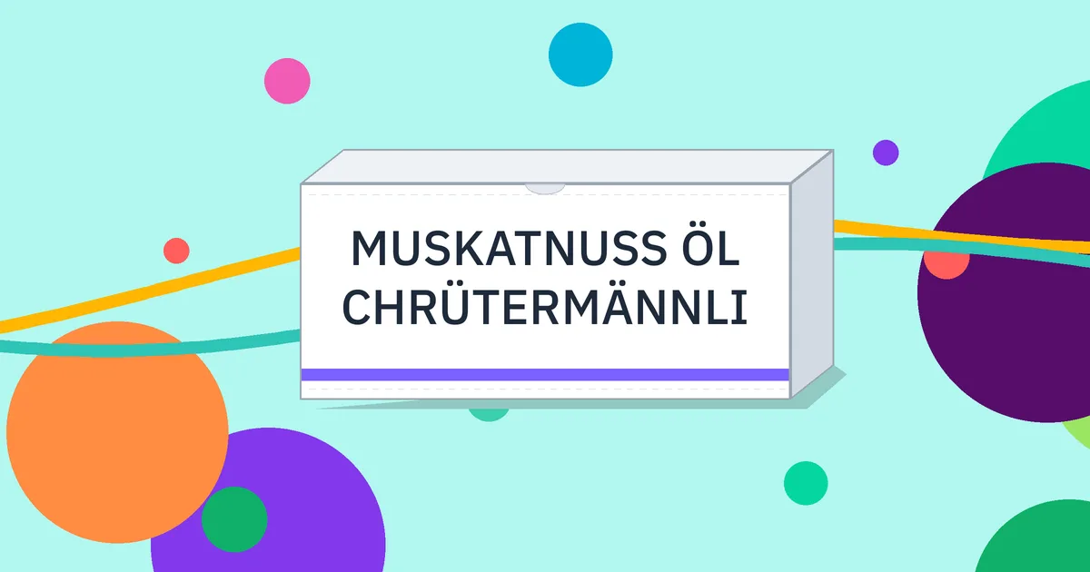 Symbolbild: Packung mit der Aufschrift MUSKATNUSS ÖL CHRÜTERMÄNNLI (PZN 07197017) – Verfügbarkeit und Bezug in Apotheken in Frankfurt am Main