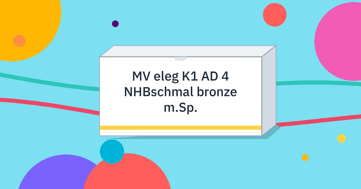 Symbolbild: Packung mit der Aufschrift MV eleg K1 AD 4 NHBschmal bronze m.Sp. (PZN 15673779) – Verfügbarkeit und Bezug in Apotheken in Frankfurt am Main