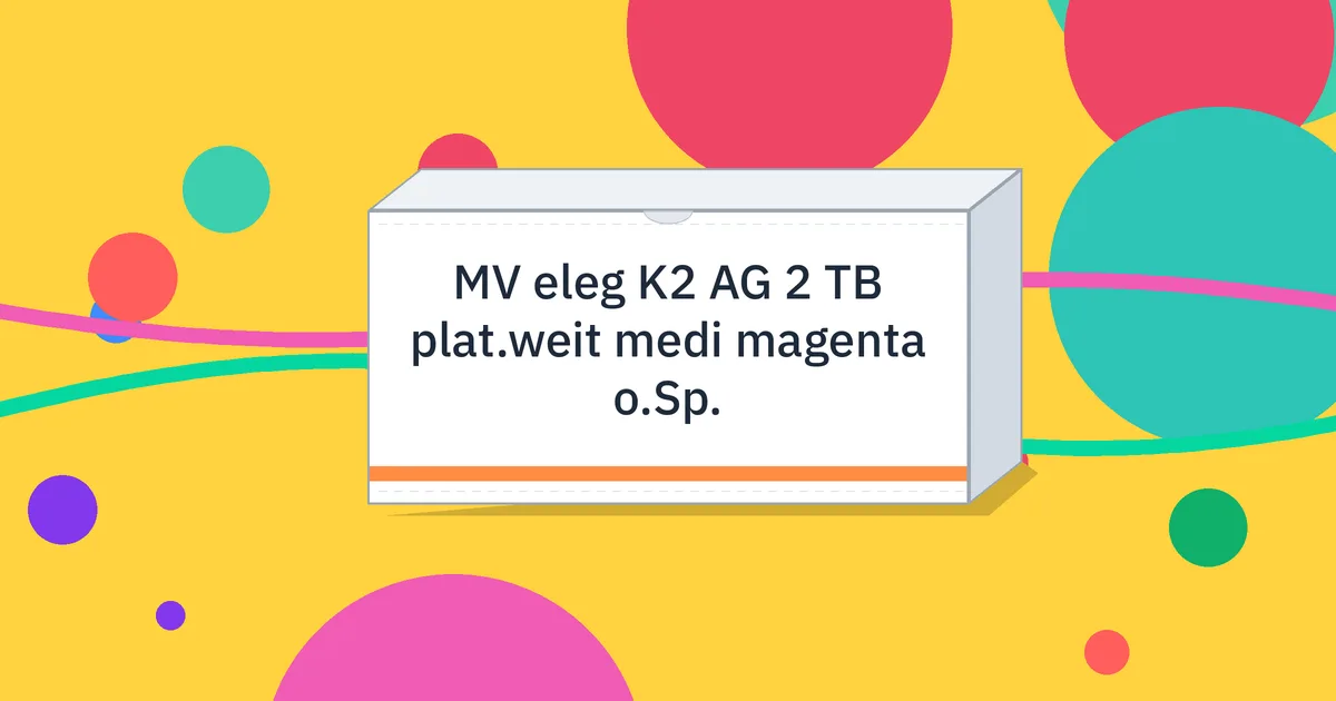 Symbolbild: Packung mit der Aufschrift MV eleg K2 AG 2 TB plat.weit medi magenta o.Sp. (PZN 14639697) – Verfügbarkeit und Bezug in Apotheken in Frankfurt am Main