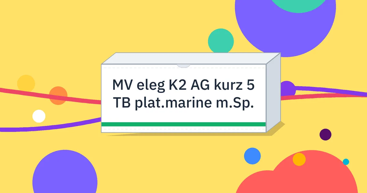 Symbolbild: Packung mit der Aufschrift MV eleg K2 AG kurz 5 TB plat.marine m.Sp. (PZN 14604954) – Verfügbarkeit und Bezug in Apotheken in Frankfurt am Main
