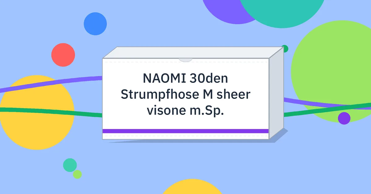 Symbolbild: Packung mit der Aufschrift NAOMI 30den Strumpfhose M sheer visone m.Sp. (PZN 16178852) – Verfügbarkeit und Bezug in Apotheken in Frankfurt am Main