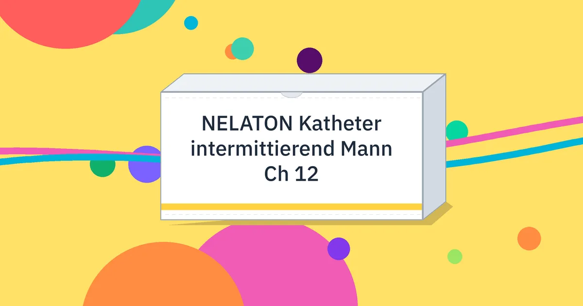 Symbolbild: Packung mit der Aufschrift NELATON Katheter intermittierend Mann Ch 12 (PZN 07520151) – Verfügbarkeit und Bezug in Apotheken in Frankfurt am Main