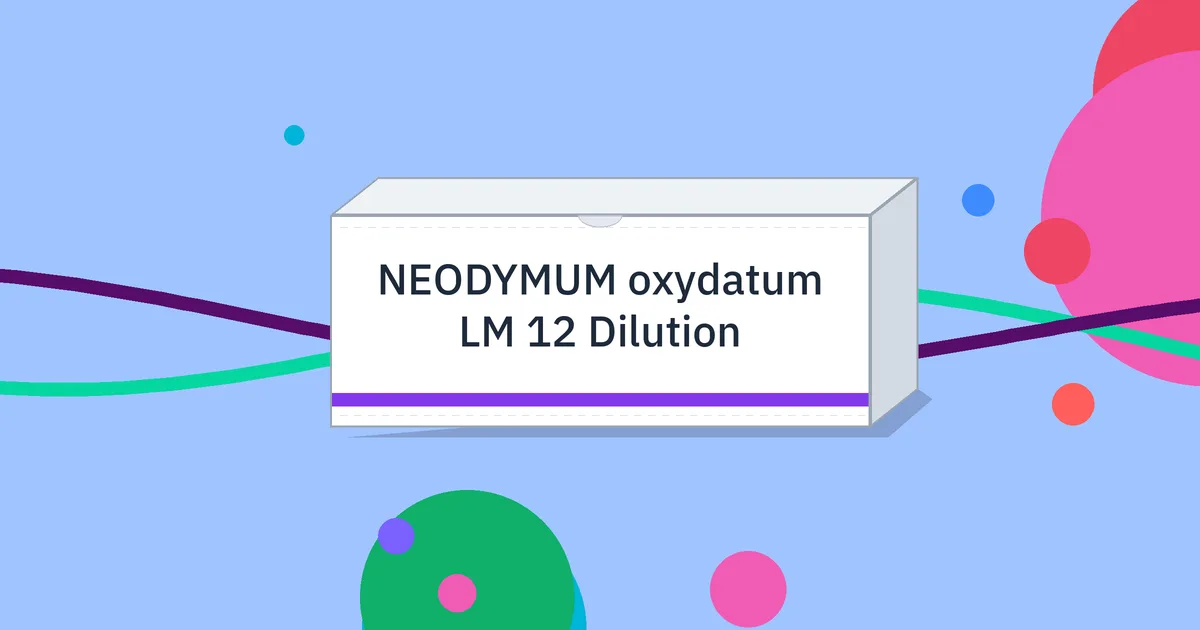 Symbolbild: Packung mit der Aufschrift NEODYMUM oxydatum LM 12 Dilution (PZN 13617713) – Verfügbarkeit und Bezug in Apotheken in Frankfurt am Main