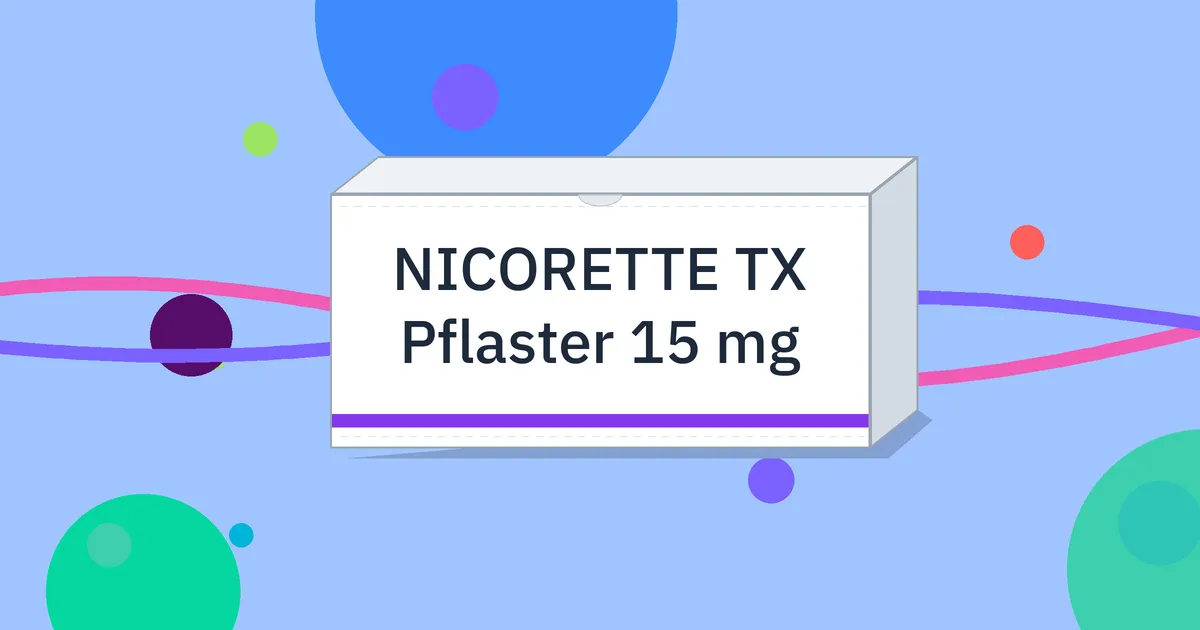 Symbolbild: Packung mit der Aufschrift NICORETTE TX Pflaster 15 mg (PZN 19922877) – Verfügbarkeit und Bezug in Apotheken in Frankfurt am Main