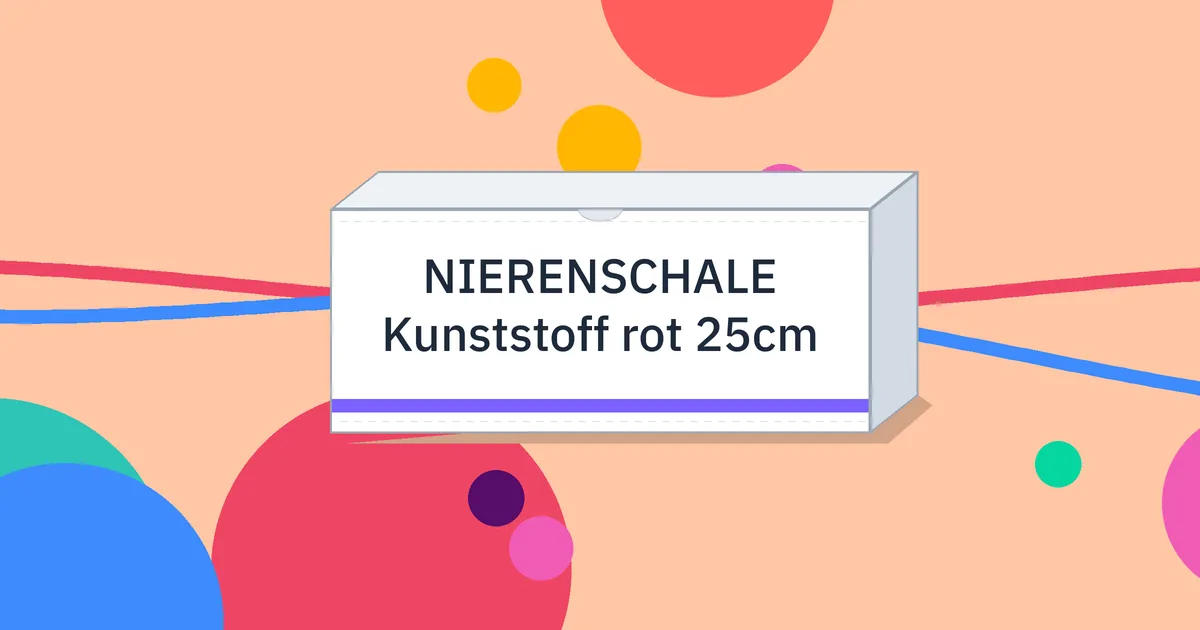 Symbolbild: Packung mit der Aufschrift NIERENSCHALE Kunststoff rot 25cm (PZN 06078931) – Verfügbarkeit und Bezug in Apotheken in Frankfurt am Main