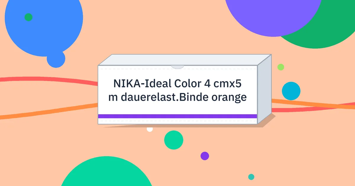 Symbolbild: Packung mit der Aufschrift NIKA-Ideal Color 4 cmx5 m dauerelast.Binde orange (PZN 14236166) – Verfügbarkeit und Bezug in Apotheken in Frankfurt am Main