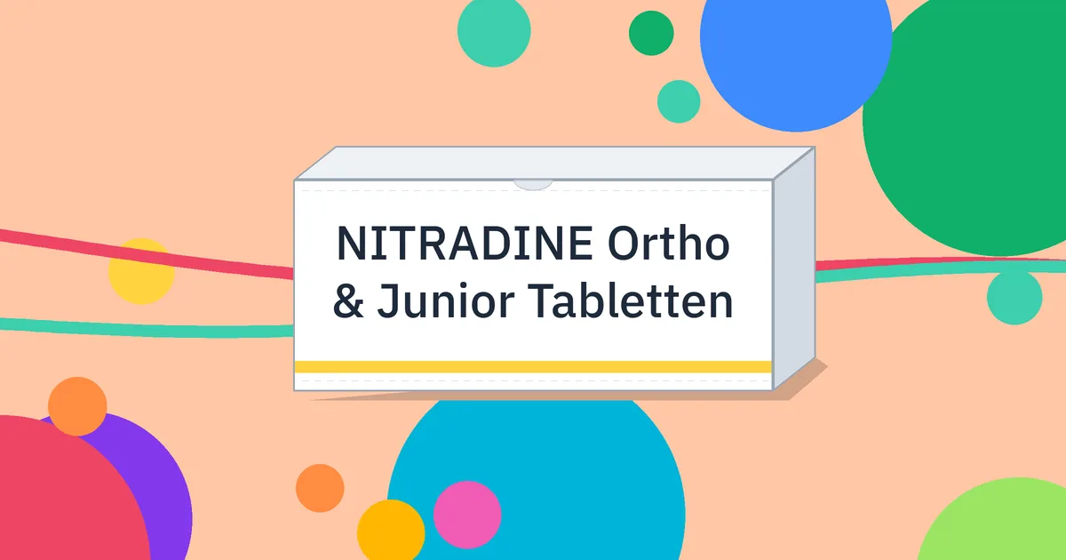 Symbolbild: Packung mit der Aufschrift NITRADINE Ortho & Junior Tabletten (PZN 06626634) – Verfügbarkeit und Bezug in Apotheken in Frankfurt am Main