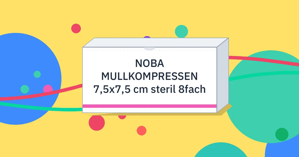 Symbolbild: Packung mit der Aufschrift NOBA MULLKOMPRESSEN 7,5x7,5 cm steril 8fach (PZN 05526965) – Verfügbarkeit und Bezug in Apotheken in Frankfurt am Main