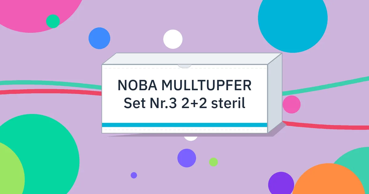 Symbolbild: Packung mit der Aufschrift NOBA MULLTUPFER Set Nr.3 2+2 steril (PZN 05527261) – Verfügbarkeit und Bezug in Apotheken in Frankfurt am Main
