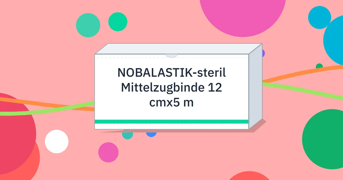 Symbolbild: Packung mit der Aufschrift NOBALASTIK-steril Mittelzugbinde 12 cmx5 m (PZN 07127755) – Verfügbarkeit und Bezug in Apotheken in Frankfurt am Main