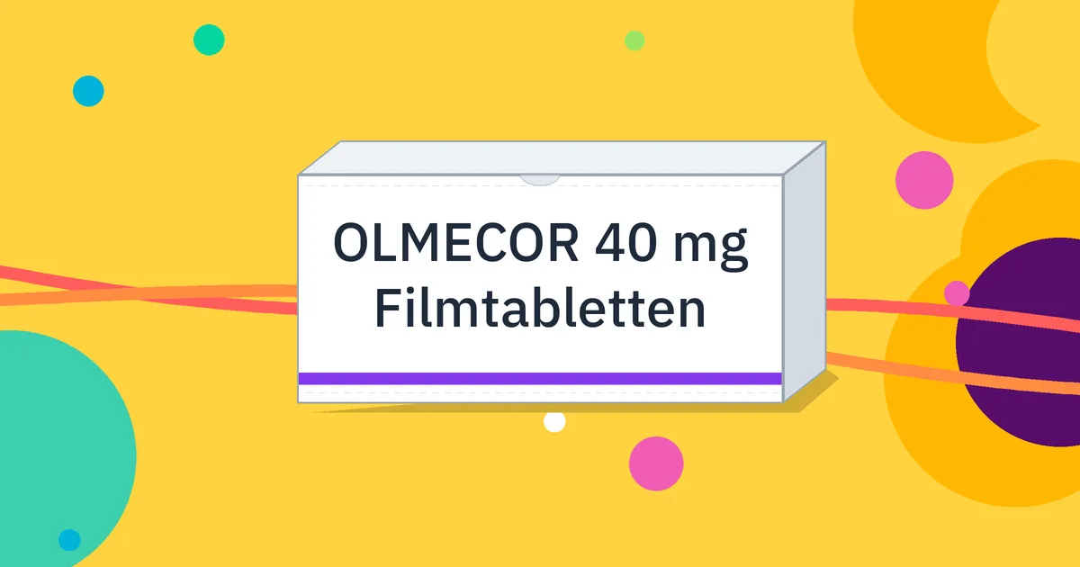 Symbolbild: Packung mit der Aufschrift OLMECOR 40 mg Filmtabletten (PZN 12648083) – Verfügbarkeit und Bezug in Apotheken in Frankfurt am Main