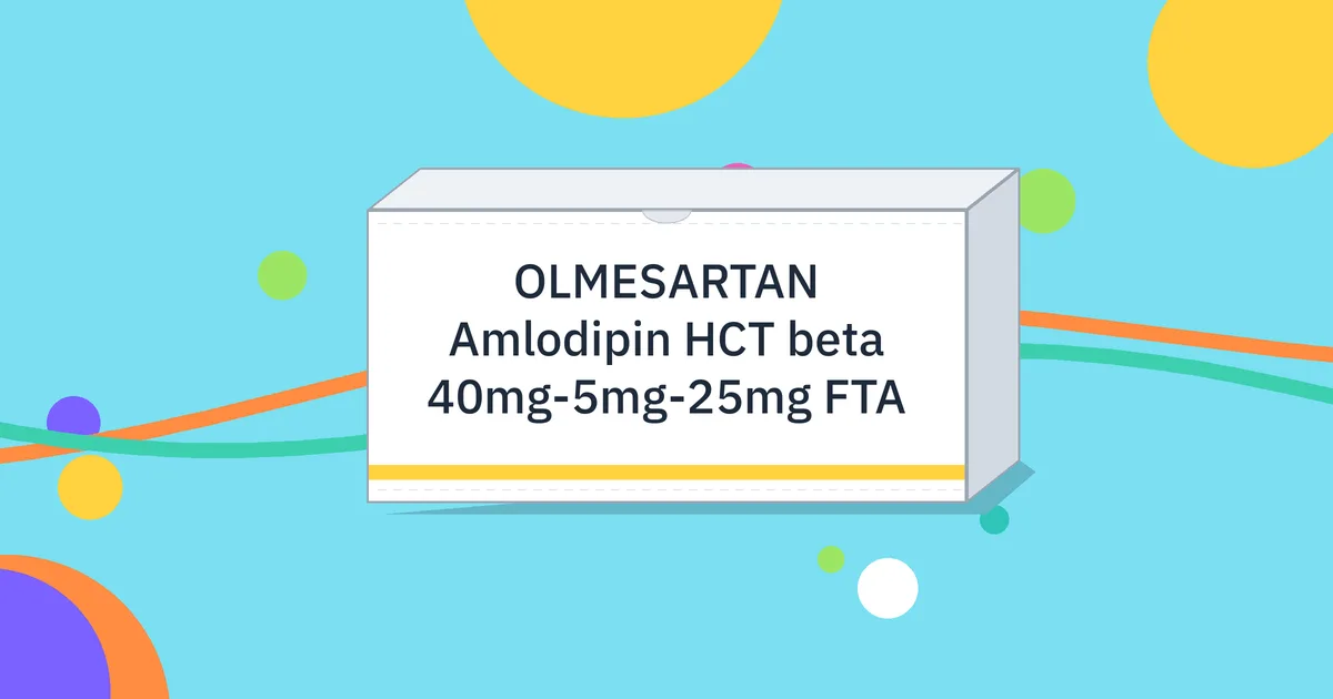 Symbolbild: Packung mit der Aufschrift OLMESARTAN Amlodipin HCT beta 40mg-5mg-25mg FTA (PZN 09422837) – Verfügbarkeit und Bezug in Apotheken in Frankfurt am Main