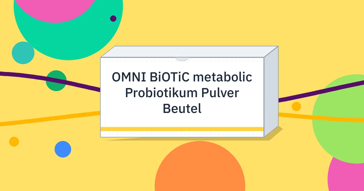 Symbolbild: Packung mit der Aufschrift OMNI BiOTiC metabolic Probiotikum Pulver Beutel (PZN 10322590) – Verfügbarkeit und Bezug in Apotheken in Frankfurt am Main