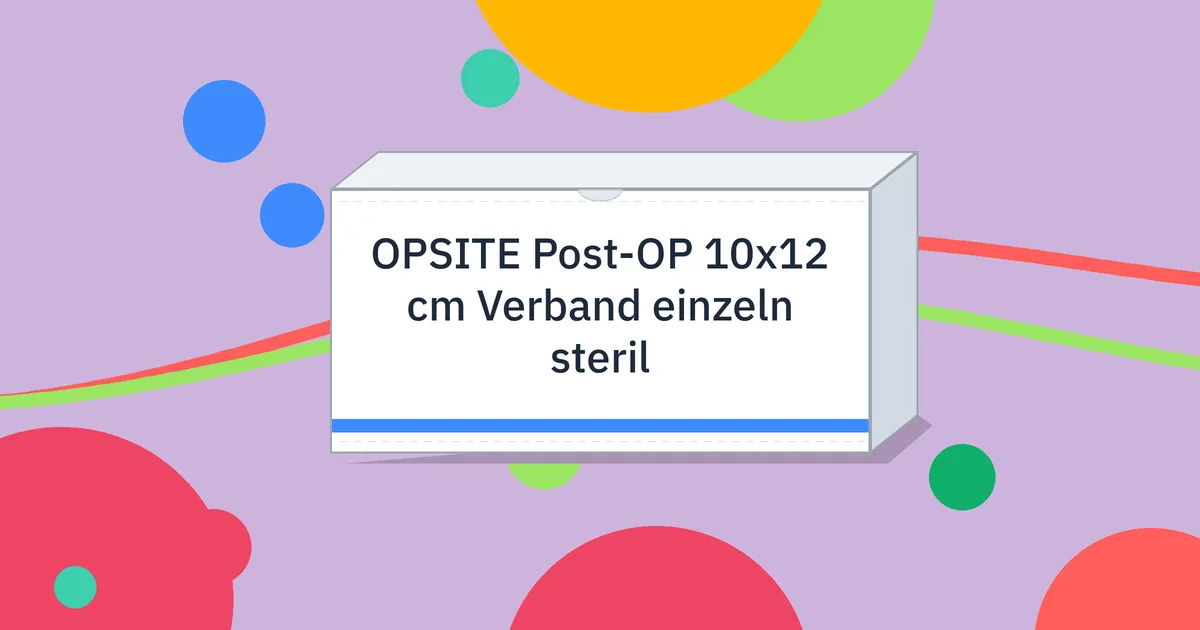Symbolbild: Packung mit der Aufschrift OPSITE Post-OP 10x12 cm Verband einzeln steril (PZN 19692472) – Verfügbarkeit und Bezug in Apotheken in Frankfurt am Main
