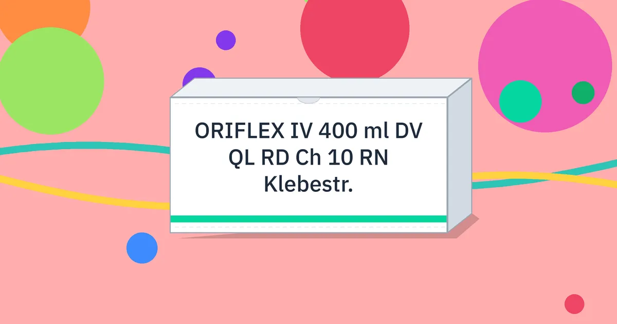 Symbolbild: Packung mit der Aufschrift ORIFLEX IV 400 ml DV QL RD Ch 10 RN Klebestr. (PZN 17485556) – Verfügbarkeit und Bezug in Apotheken in Frankfurt am Main