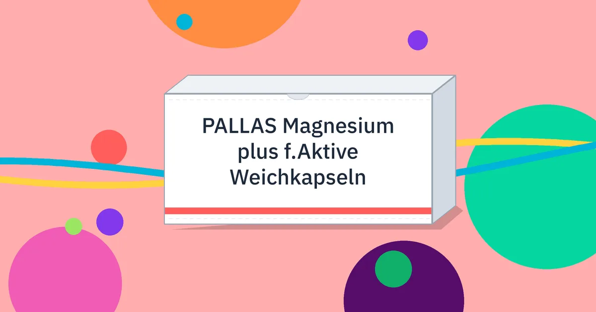 Symbolbild: Packung mit der Aufschrift PALLAS Magnesium plus f.Aktive Weichkapseln (PZN 06180405) – Verfügbarkeit und Bezug in Apotheken in Frankfurt am Main