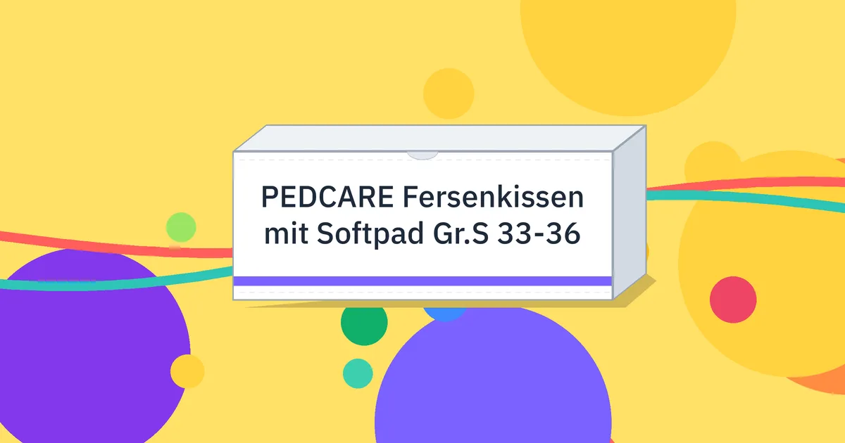 Symbolbild: Packung mit der Aufschrift PEDCARE Fersenkissen mit Softpad Gr.S 33-36 (PZN 13948031) – Verfügbarkeit und Bezug in Apotheken in Frankfurt am Main