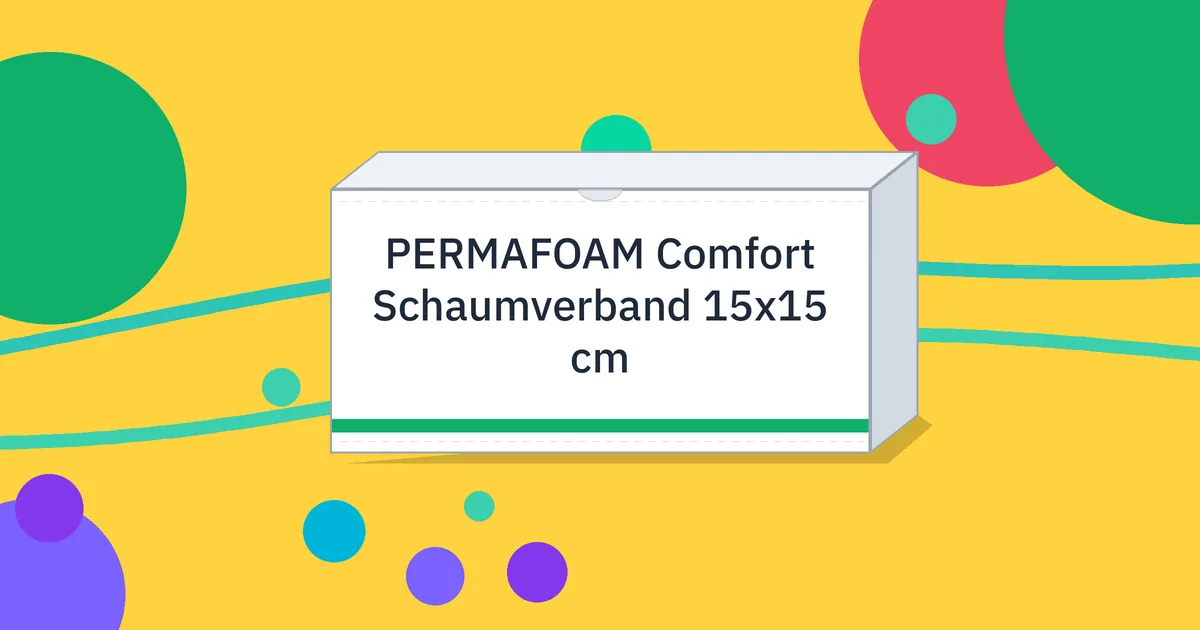 Symbolbild: Packung mit der Aufschrift PERMAFOAM Comfort Schaumverband 15x15 cm (PZN 05529610) – Verfügbarkeit und Bezug in Apotheken in Frankfurt am Main