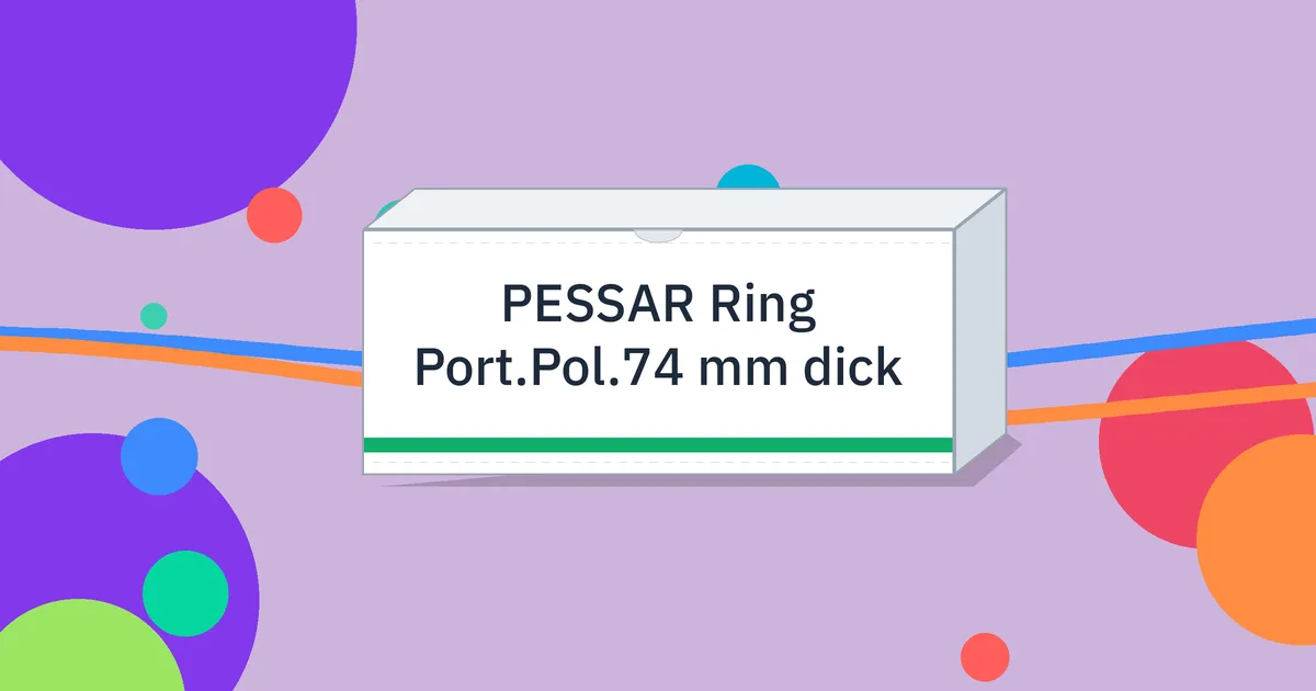 Symbolbild: Packung mit der Aufschrift PESSAR Ring Port.Pol.74 mm dick (PZN 01967276) – Verfügbarkeit und Bezug in Apotheken in Frankfurt am Main