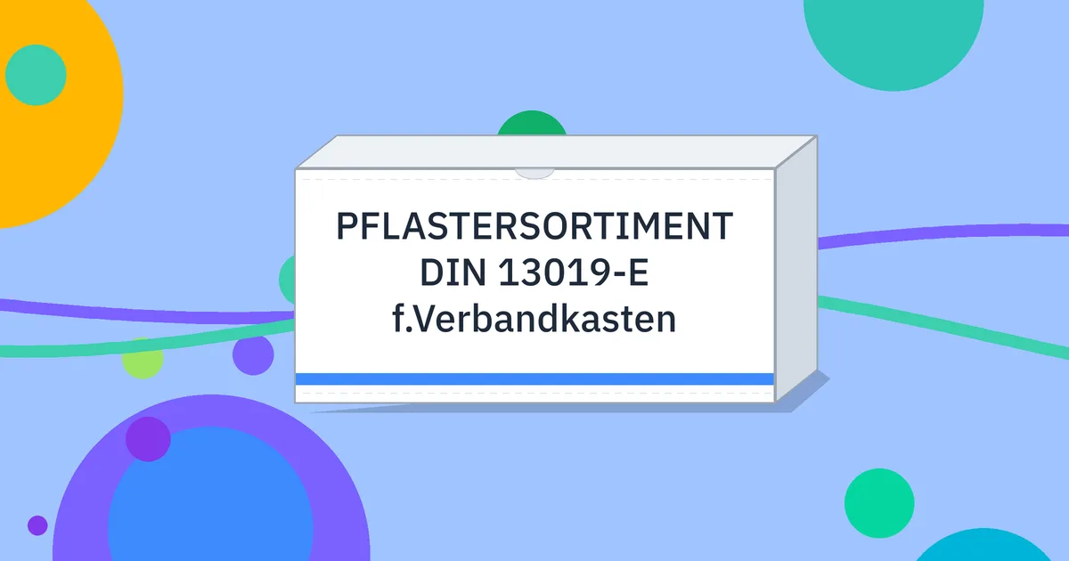 Symbolbild: Packung mit der Aufschrift PFLASTERSORTIMENT DIN 13019-E f.Verbandkasten (PZN 13058225) – Verfügbarkeit und Bezug in Apotheken in Frankfurt am Main