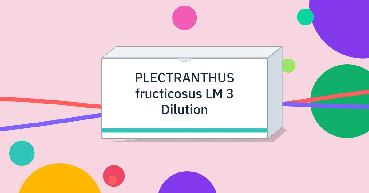 Symbolbild: Packung mit der Aufschrift PLECTRANTHUS fructicosus LM 3 Dilution (PZN 13648412) – Verfügbarkeit und Bezug in Apotheken in Frankfurt am Main