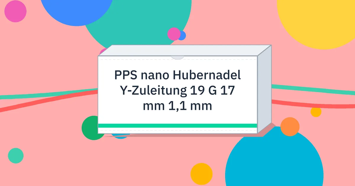 Symbolbild: Packung mit der Aufschrift PPS nano Hubernadel Y-Zuleitung 19 G 17 mm 1,1 mm (PZN 18195369) – Verfügbarkeit und Bezug in Apotheken in Frankfurt am Main