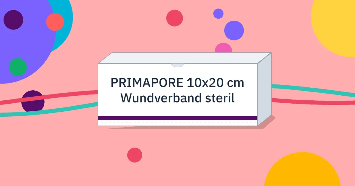 Symbolbild: Packung mit der Aufschrift PRIMAPORE 10x20 cm Wundverband steril (PZN 20580815) – Verfügbarkeit und Bezug in Apotheken in Frankfurt am Main