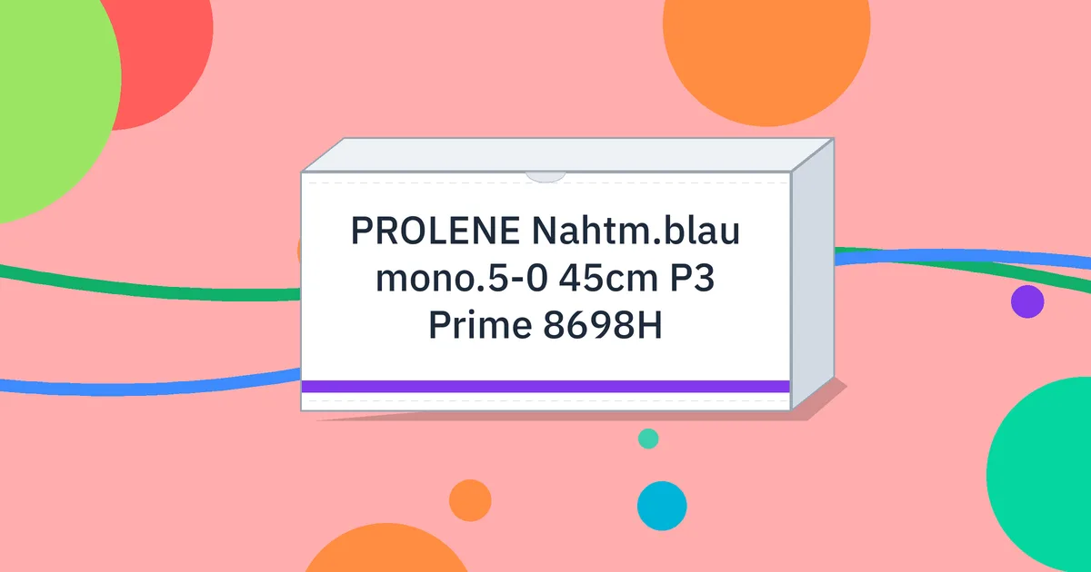 Symbolbild: Packung mit der Aufschrift PROLENE Nahtm.blau mono.5-0 45cm P3 Prime 8698H (PZN 16039085) – Verfügbarkeit und Bezug in Apotheken in Frankfurt am Main