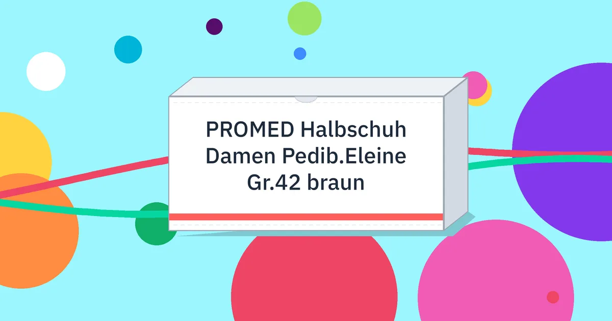 Symbolbild: Packung mit der Aufschrift PROMED Halbschuh Damen Pedib.Eleine Gr.42 braun (PZN 11709782) – Verfügbarkeit und Bezug in Apotheken in Frankfurt am Main