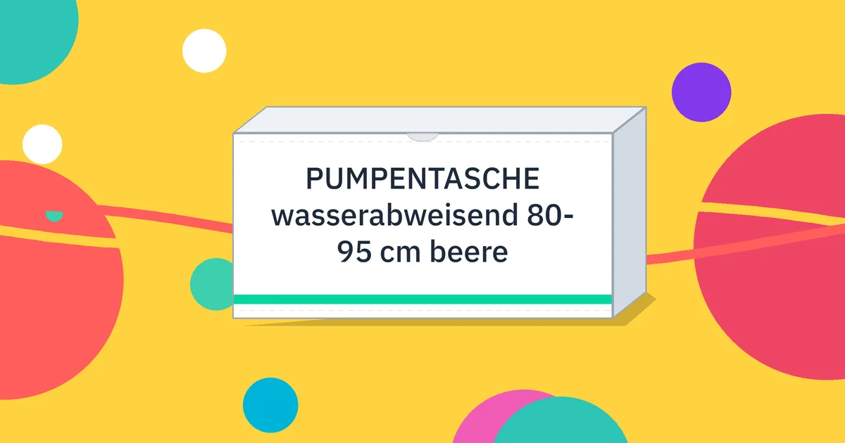 Symbolbild: Packung mit der Aufschrift PUMPENTASCHE wasserabweisend 80-95 cm beere (PZN 13915557) – Verfügbarkeit und Bezug in Apotheken in Frankfurt am Main