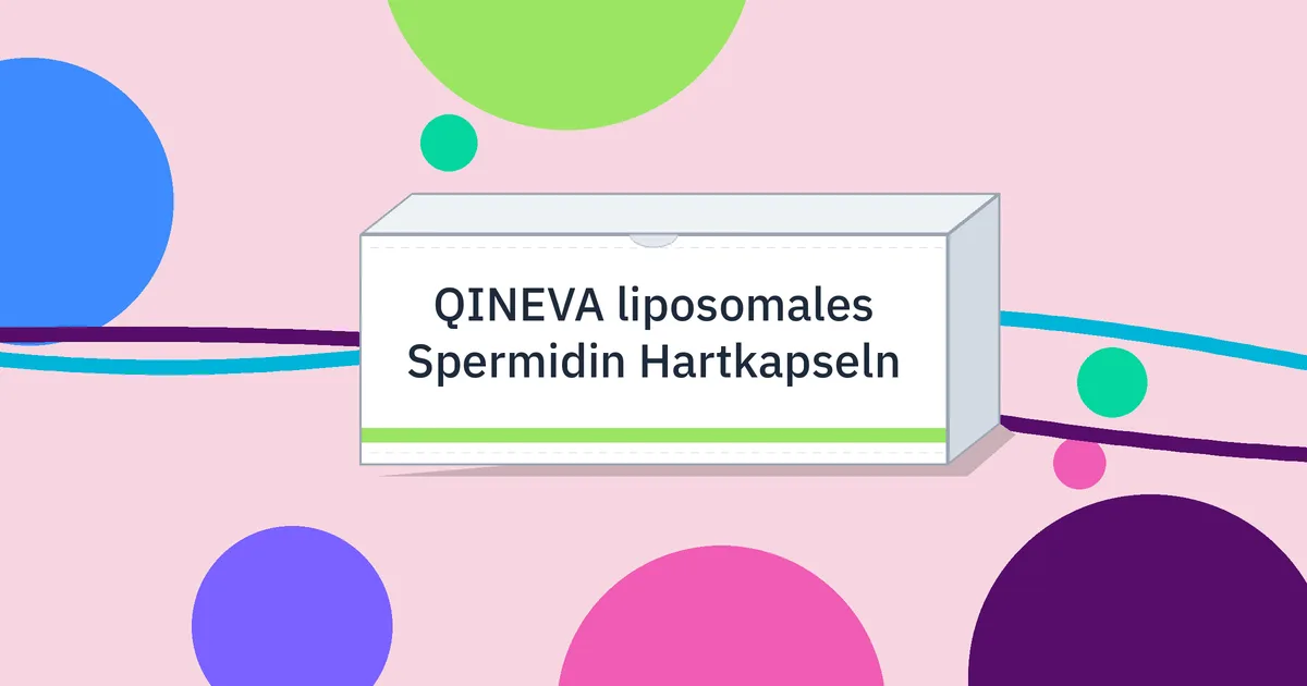Symbolbild: Packung mit der Aufschrift QINEVA liposomales Spermidin Hartkapseln (PZN 19623459) – Verfügbarkeit und Bezug in Apotheken in Frankfurt am Main
