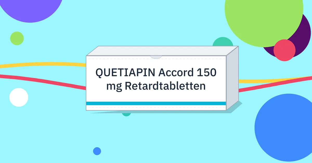 Symbolbild: Packung mit der Aufschrift QUETIAPIN Accord 150 mg Retardtabletten (PZN 15379028) – Verfügbarkeit und Bezug in Apotheken in Frankfurt am Main